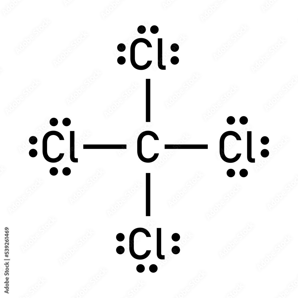 Lewis dot structure of carbon Tetrachloride (CCl4). Scientific vector ...