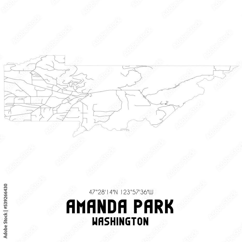 Amanda Park Washington. US street map with black and white lines. Stock ...