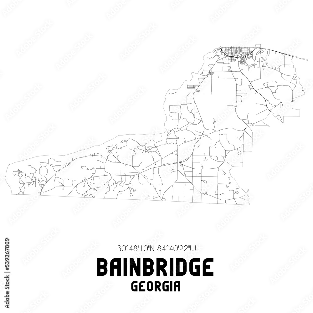 Bainbridge Georgia. US street map with black and white lines. Stock ...
