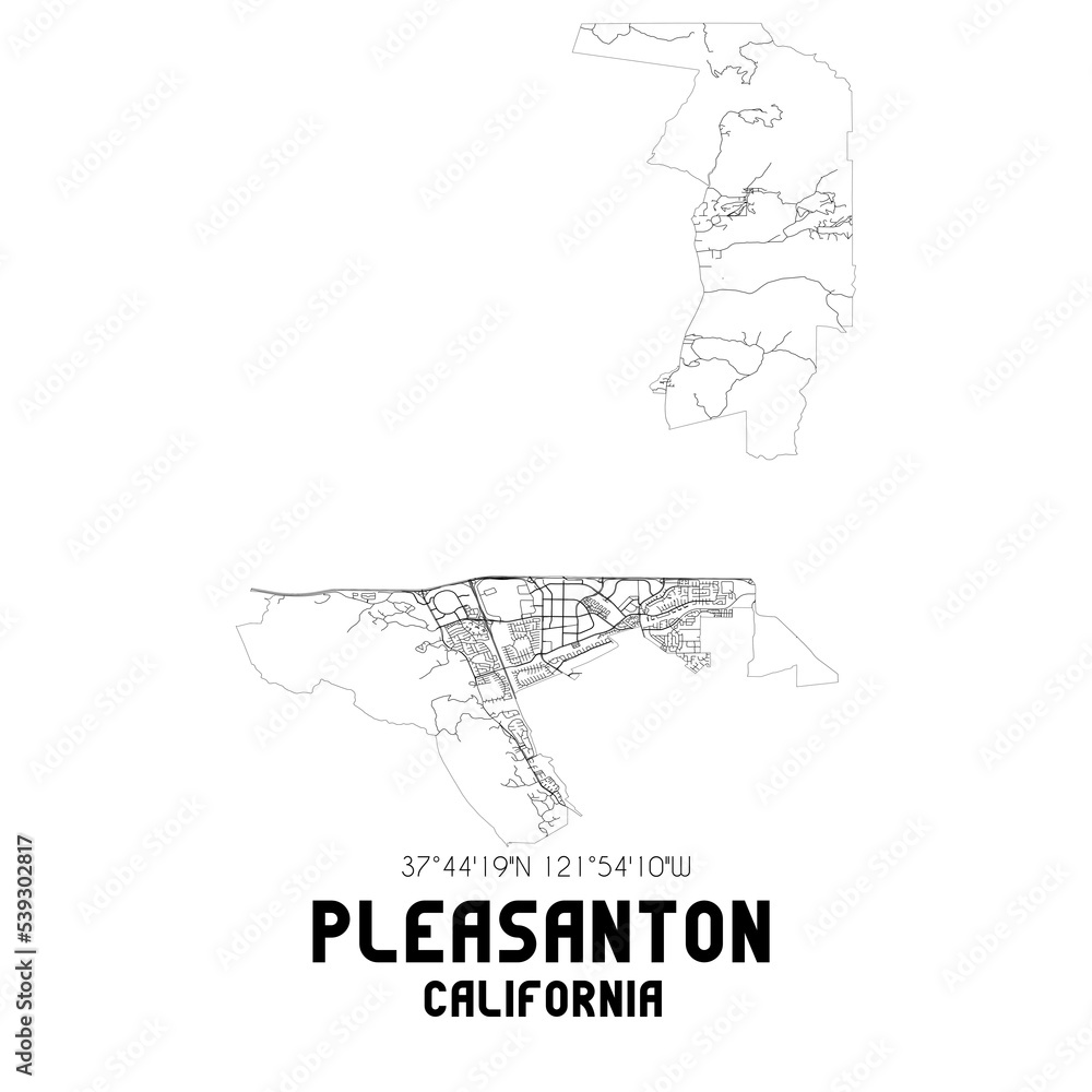 Stock-Illustration „Pleasanton California. US street map with black and ...