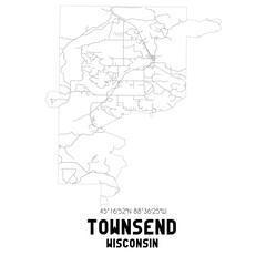 Fototapeta mapa świata dla dzieci Townsend Wisconsin. US street map ...