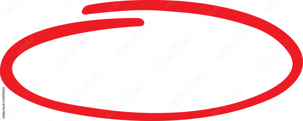 Red circle, pen draw. Highlight hand drawing different circles isolated ...