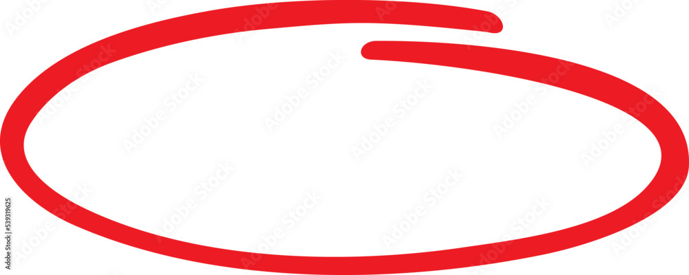Vector de Stock Red circle, pen draw. Highlight hand drawing different ...