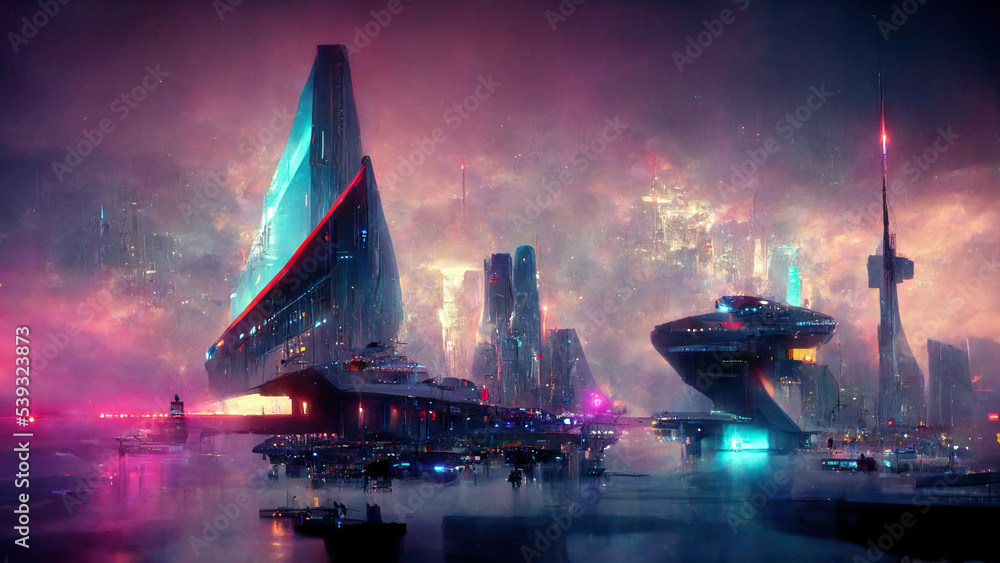 Sci-fi fantasy futuristic illustration digital background art scifi ...