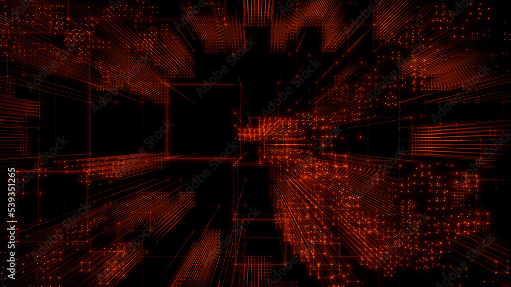 Futuristic, High Tech, Orange Background, with Network Lines. Digital ...