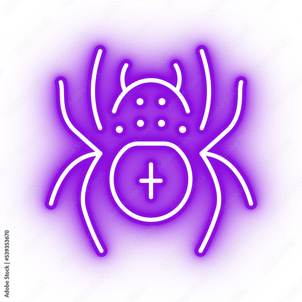 Neon purple spider icon, spider illustration on transparent background ...