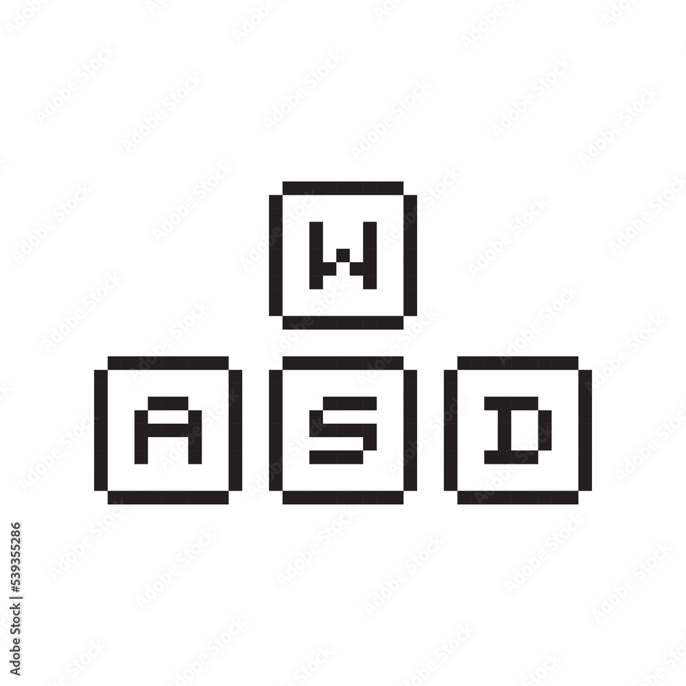 Gamer pixel art illustration, wasd keys Stock Vector | Adobe Stock