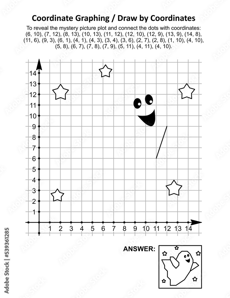 Coordinate graphing, or draw by coordinates, math worksheet with ...