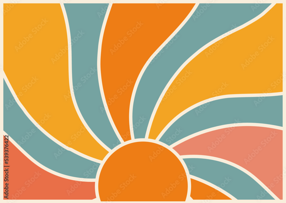 Pattern with sun and rainbow rays. Beams of goodness and positivity ...