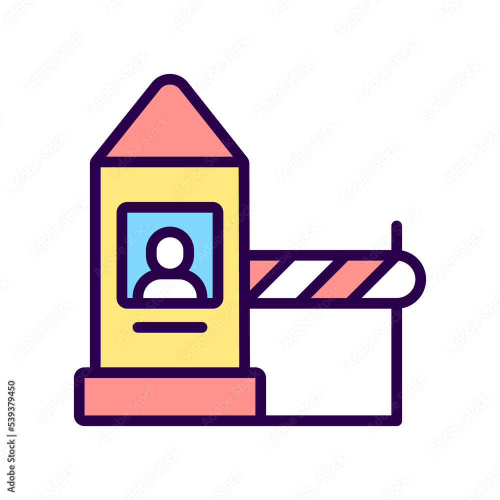 Land border checkpoint RGB color icon. Inspection and control. Crossing ...