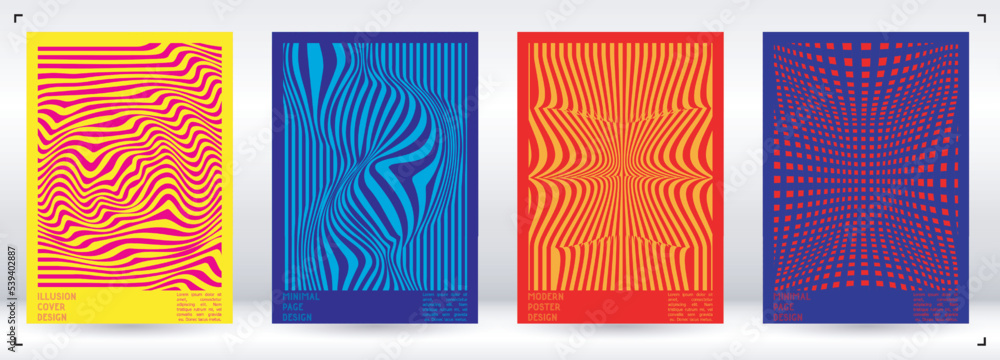 Geometrical Poster Design with Optical Illusion Effect. Modern ...