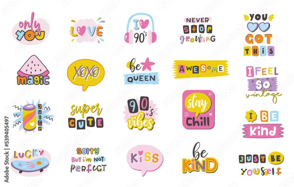 Vector de Stock Collection of Cool Cute Vector Design. Y2K. Trendy ...