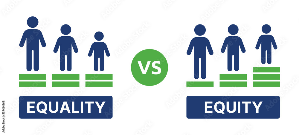 Equality VS Equity icon set. Human Rights, Equal Opportunities and ...