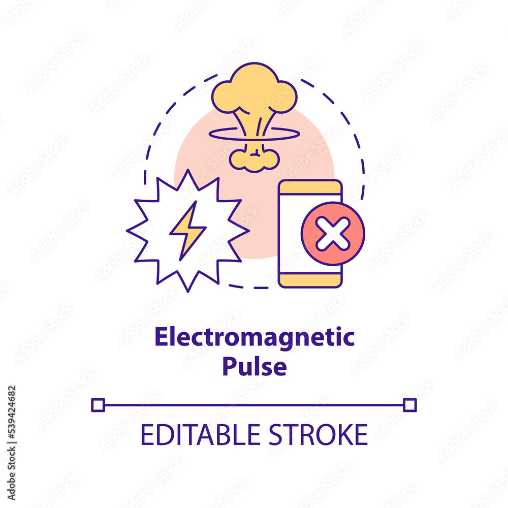 Electromagnetic pulse concept icon. Appliances damage. Nuclear ...