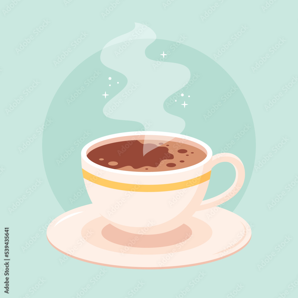 Cute coffee cup cartoon, concept vector illustration in flat cartoon ...