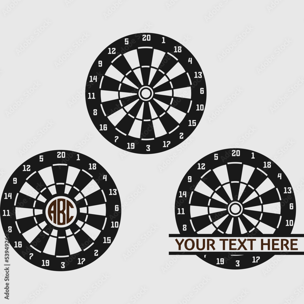 Image vectorielle Stock Dart Monogram SVG Bundle Cut File, Dartboard ...