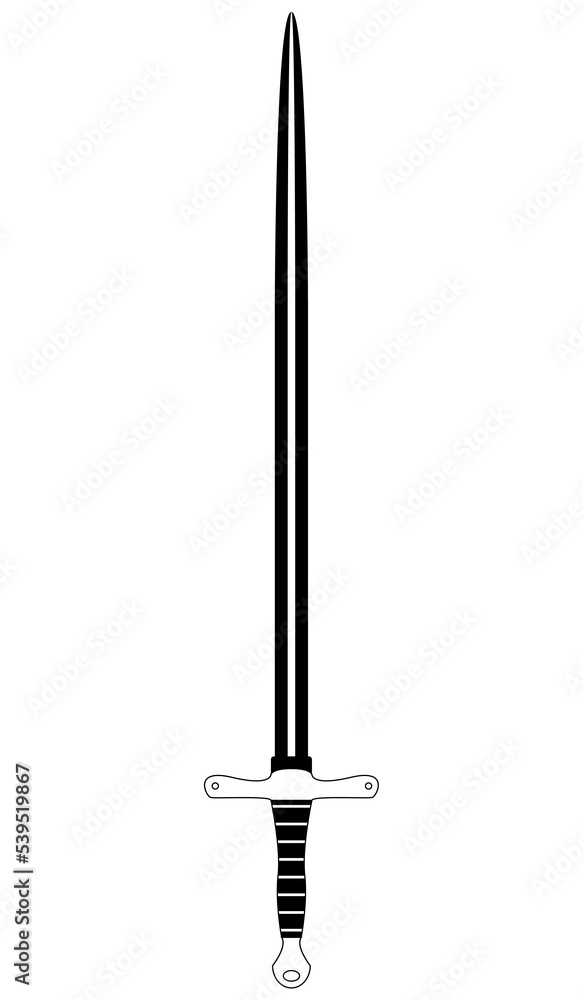 Ilustración de Stock Sword in lineart style. Simple black sword icon ...