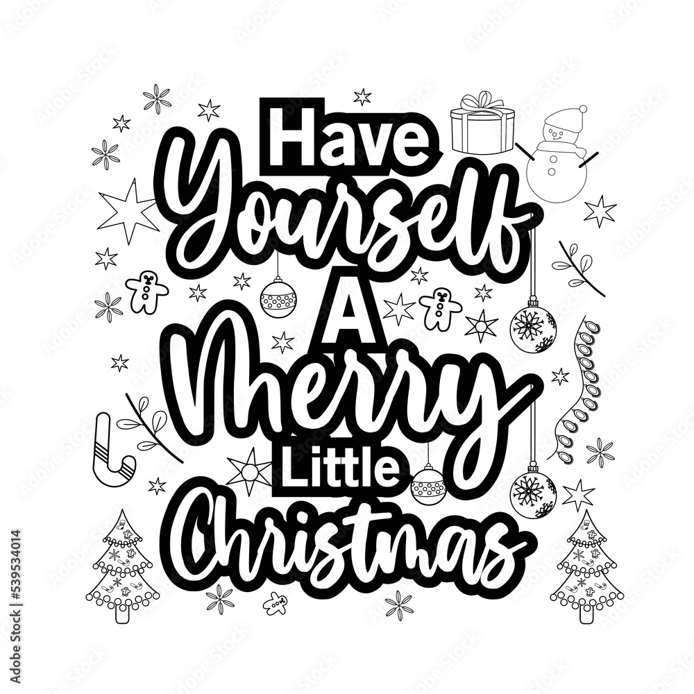 Merry Christmas Coloring page. Christmas line art coloring page design ...