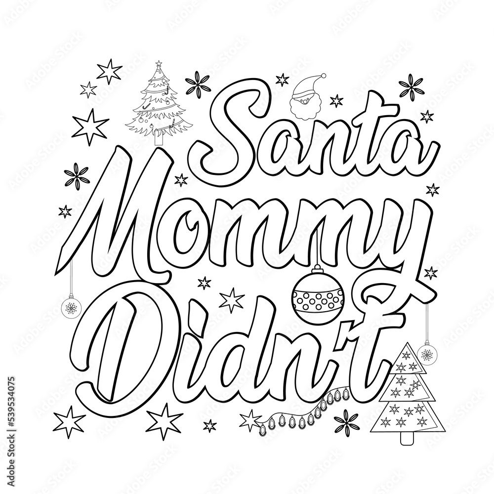 Merry Christmas Coloring page. Christmas line art coloring page design ...