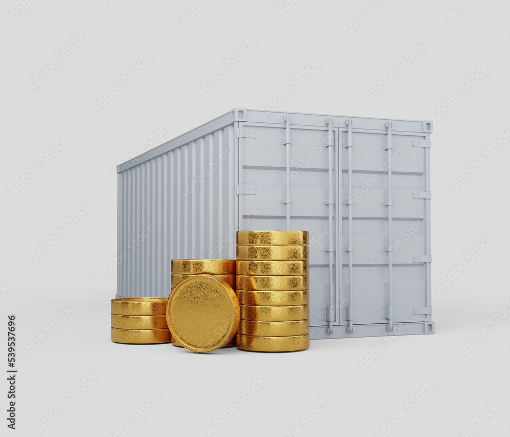 Bar chart of gold coins. Income from transportation of goods. Cargo ...