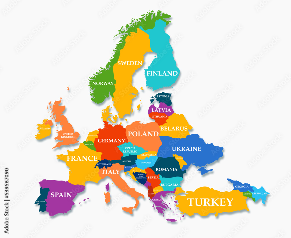 Vector de Stock Map of Europe. Colored countries, cartography and ...