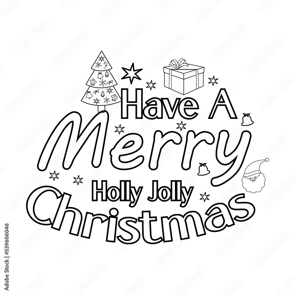 Vector de Stock Merry Christmas Coloring page. Christmas line art ...