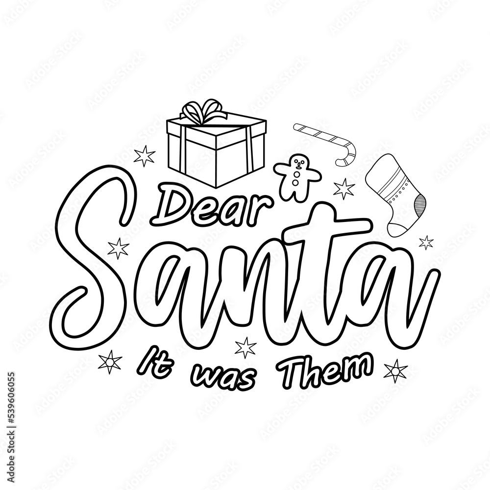 Merry Christmas Coloring page. Christmas line art coloring page design ...