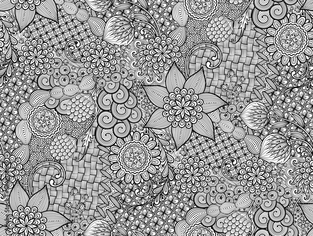 A collection of zentangle seamless patterns, made from doodle shapes ...