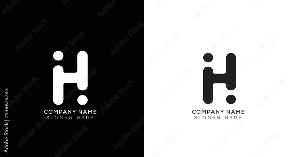 Minimal letter h logo with black and white Stock Vector | Adobe Stock