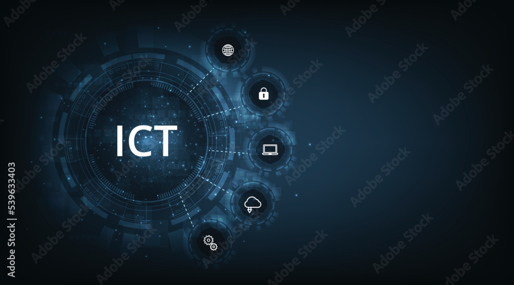 ICT- Information and communication technology concept.Information and ...