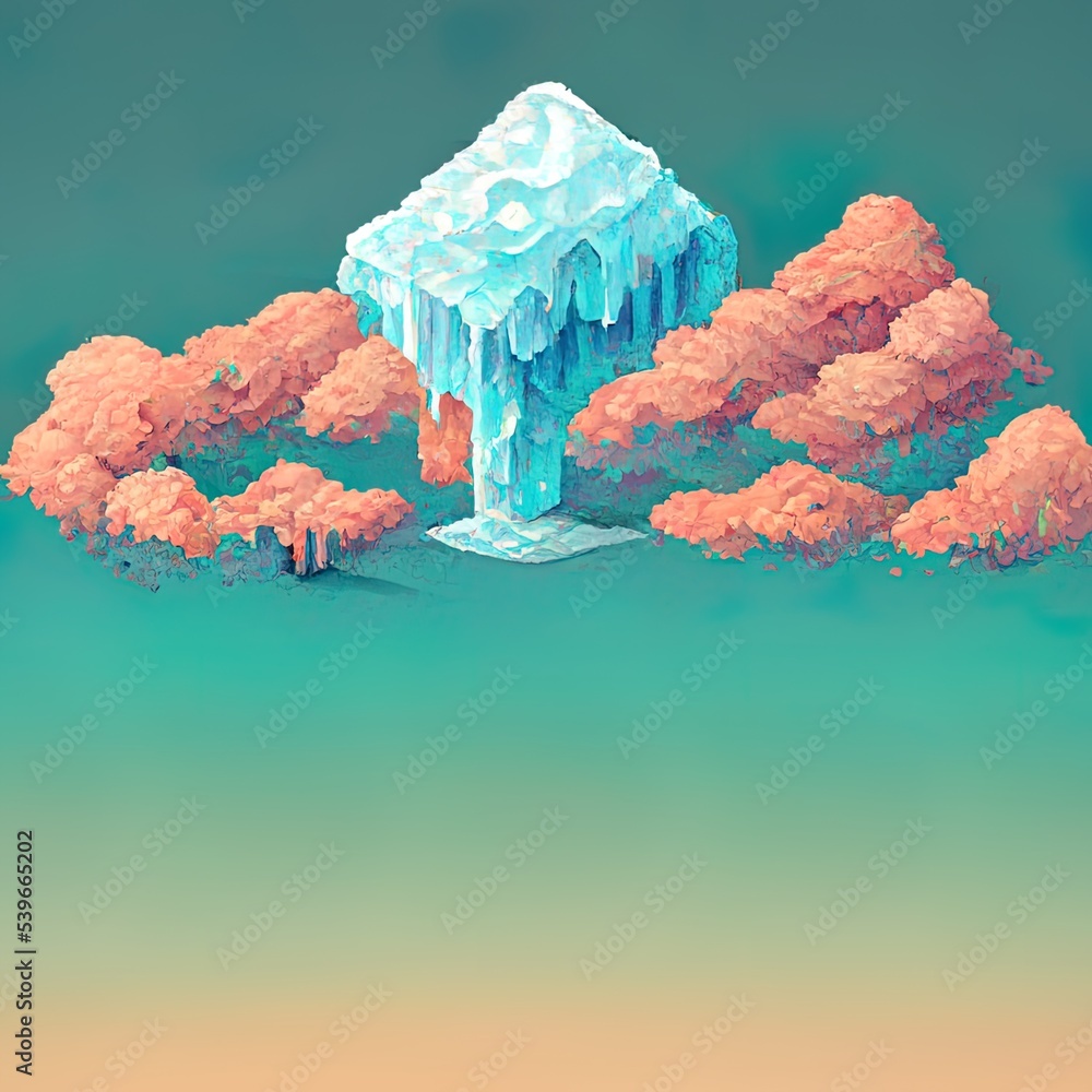 Global Warming Melted Iceberg Pixel Art Minimalist Illustration Stock ...
