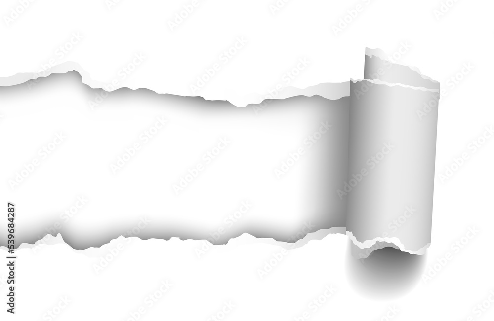 Realistic torn paper with rolled edge on transparent background - frame ...