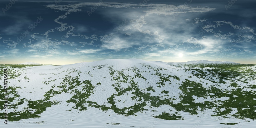 Winter landscape, HDRI, environment map , Round panorama, spherical ...
