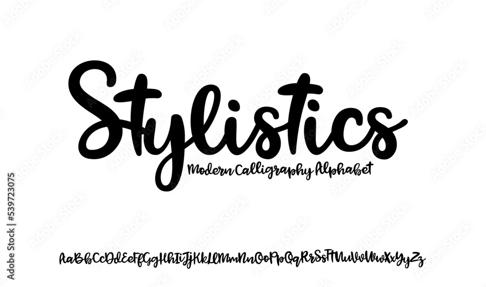 Vector hand drawn alphabet isolated on white background. Brush painted ...