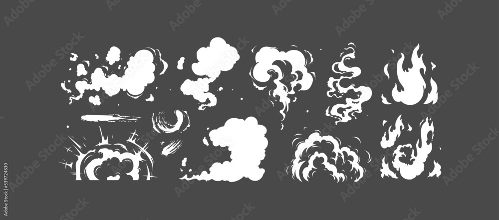 Vetor Cartoon motion explosions. Animated explosion shot, explode fire ...