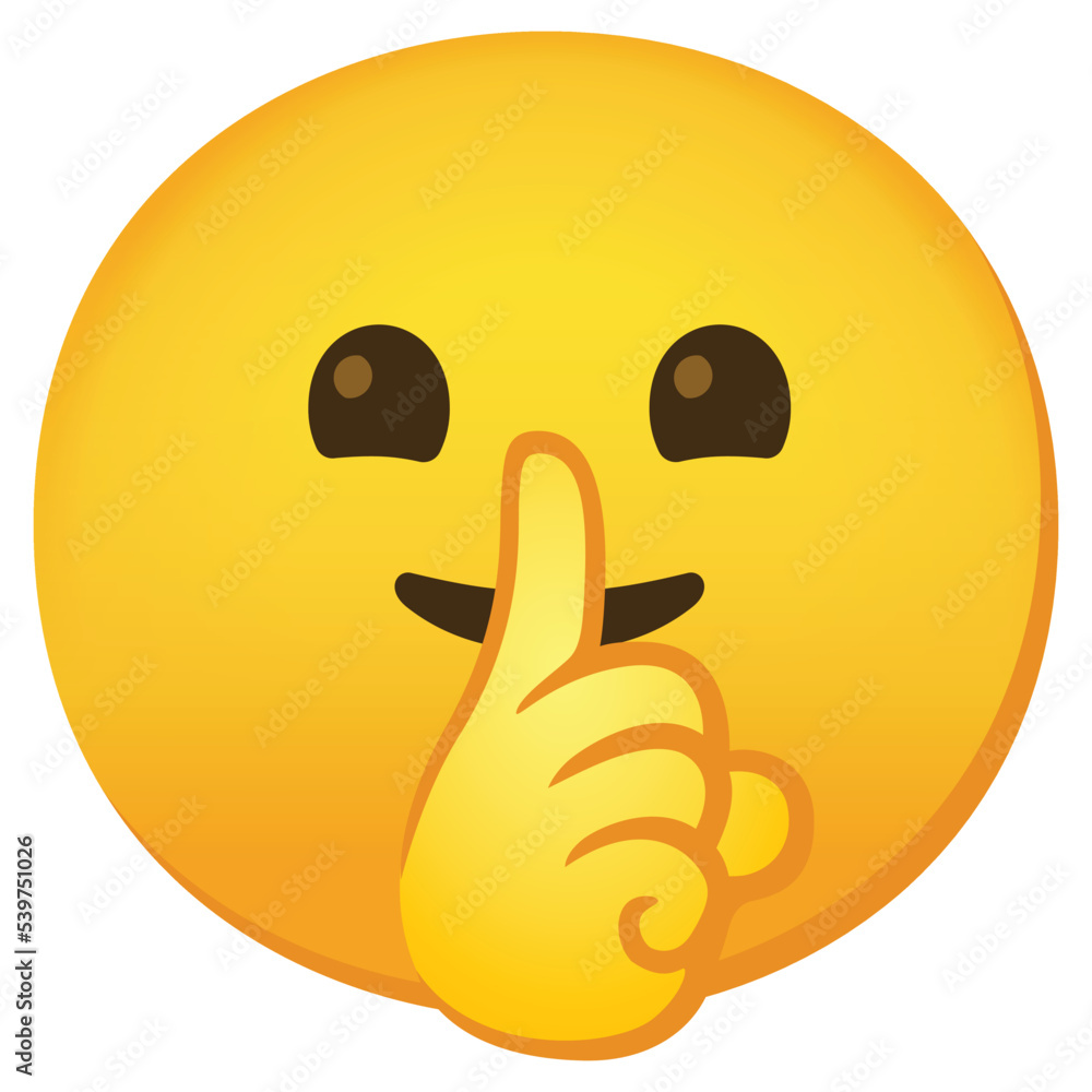Shushing face vector emoji label design. Isolated Face with Finger ...