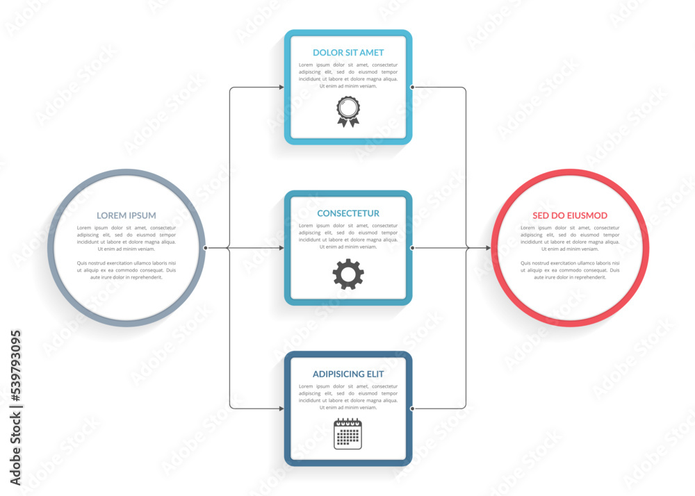 Flowchart infographic template with nodes and arrows, process diagram ...