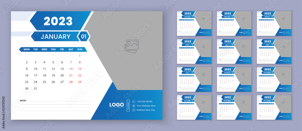 2023 New Year Desktop Calendar. Modern and Simple Desk Calendar for ...