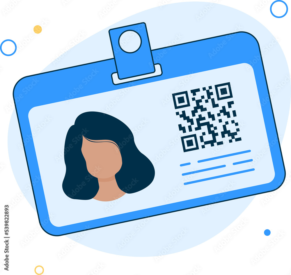 Ilustración de Stock Badge of the woman in cartoon flat style ...