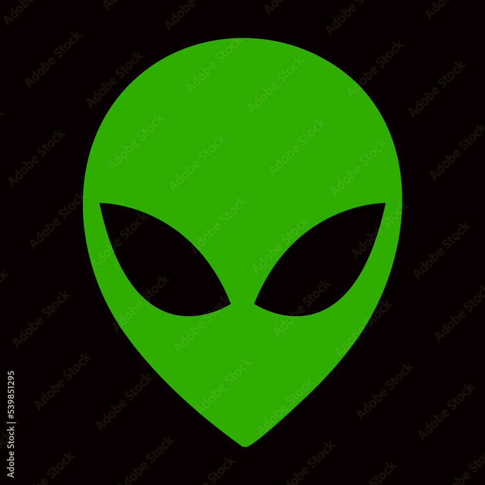 green alien head with black background to edit Stock Vector | Adobe Stock