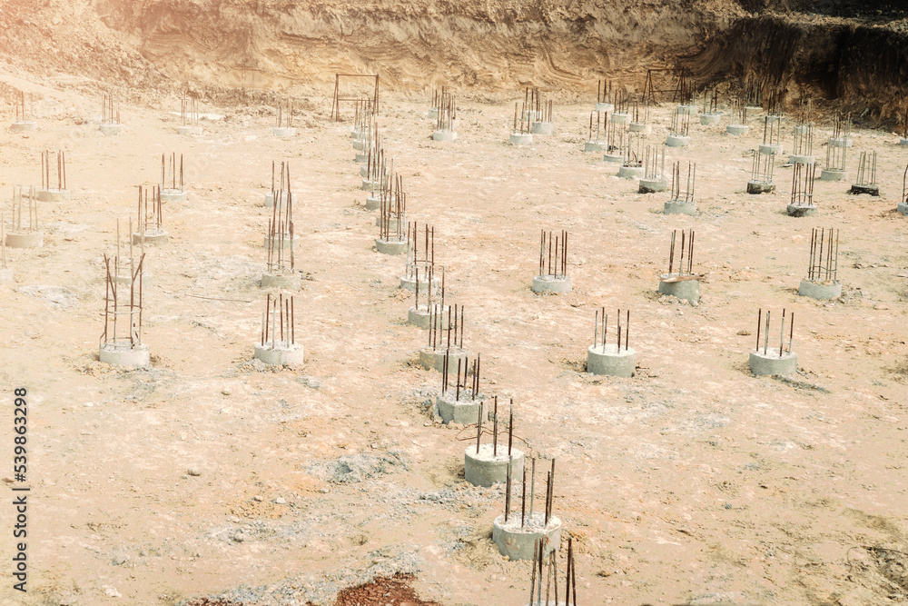 Monolithic foundation with metal reinforcement. Concrete Pile ...