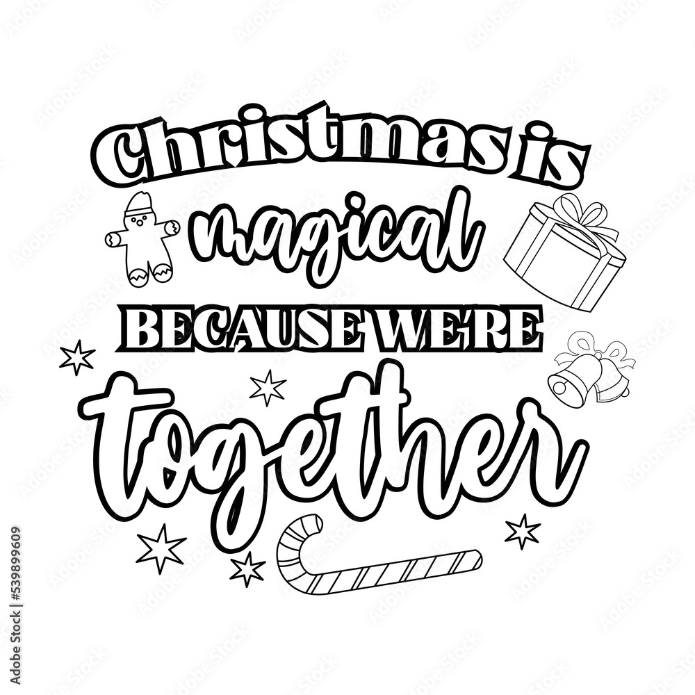 Merry Christmas Coloring page. Christmas line art coloring page design ...