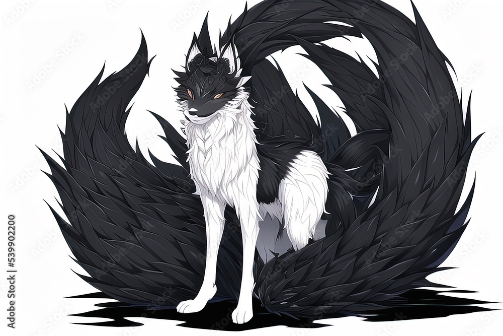 nine-tailed kitsune fox anime, Generative AI Stock Illustration | Adobe ...