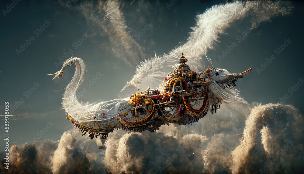 AI generated of the Pushpak Viman - the ancient divine airplane owned ...