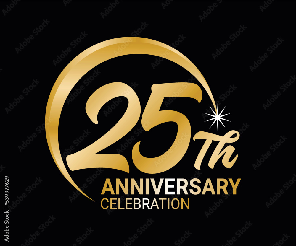 25th Anniversary ordinal number Counting vector art illustration in ...