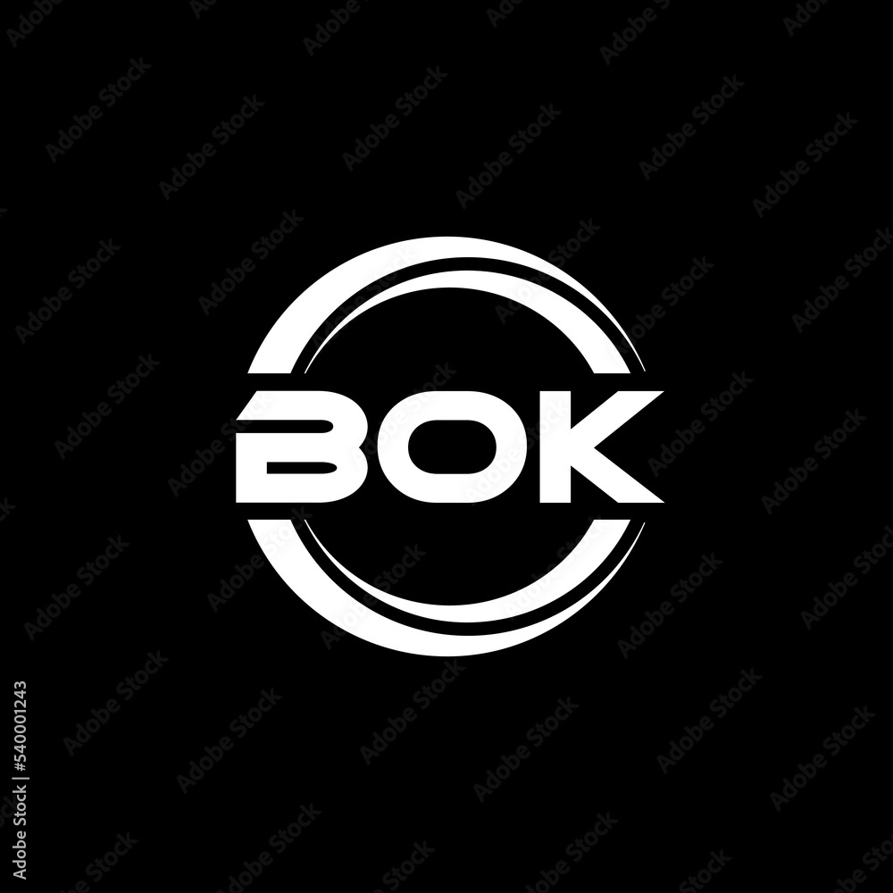 BOK letter logo design with black background in illustrator, vector ...