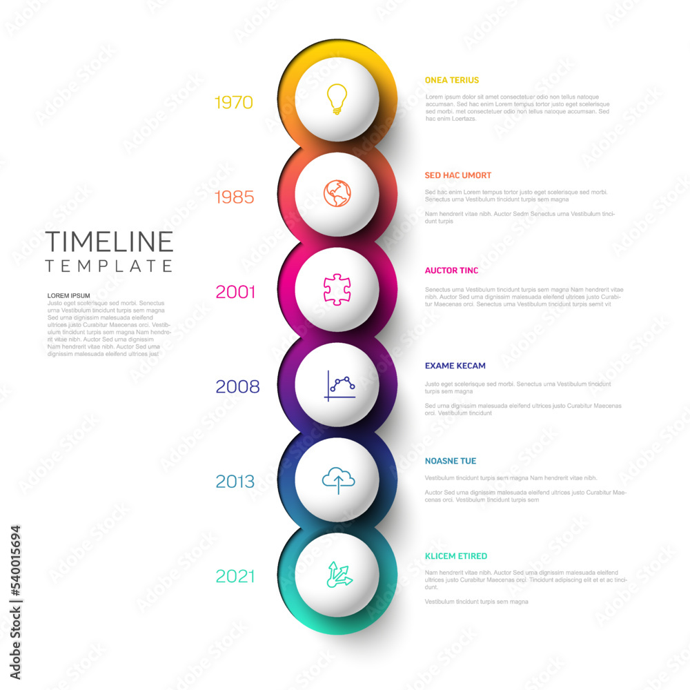 Infographic vertical Milestones Timeline Template with spheres Stock ...