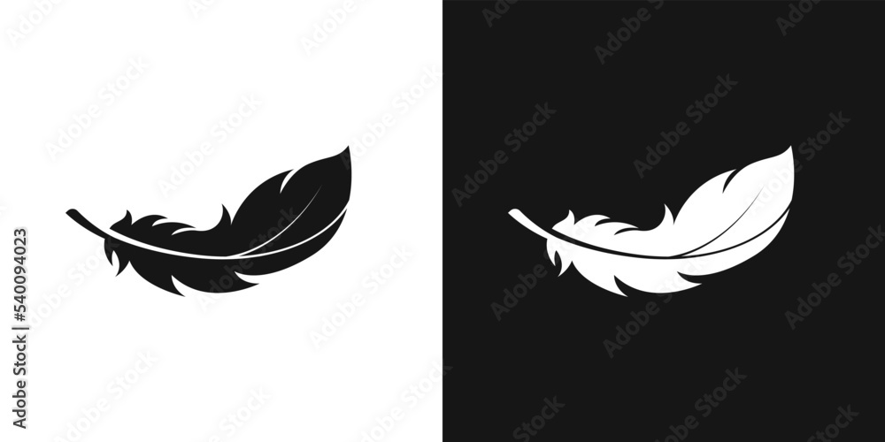Falling bird feather vector icon. Soft curved feather, fluffy, soft and ...
