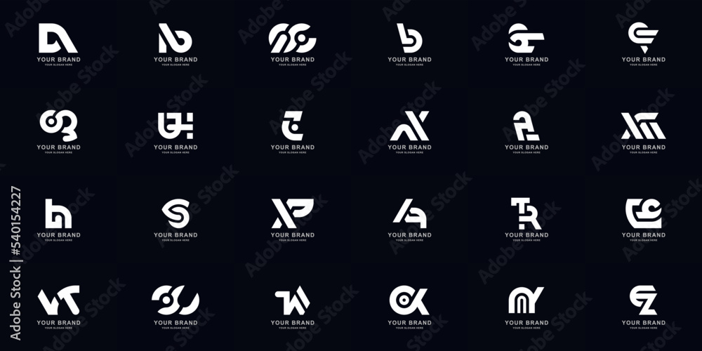 Collection full set abstract combine letter a - z monogram logo design ...