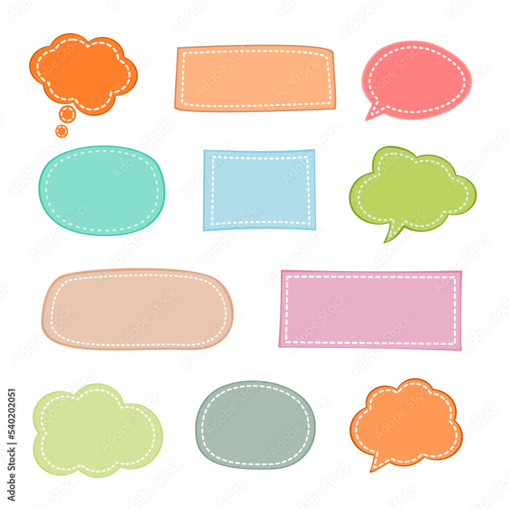 et of cute speech bubble for short message in flat design, colorful ...
